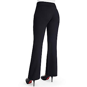 Bamans Yoga Dress Pants for Women Bootcut, Slant Pockets, Wide Flare, Workout Long Bootleg Dress Yoga Pants(3 Black,XX-Large)