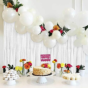 BTSD-home White Foil Fringe Curtain, Metallic Photo Booth Backdrop Tinsel Door Curtains for Wedding Birthday Bridal Shower Baby Shower Bachelorette Christmas Party Decorations(2 Pack, 6ft x 8ft)