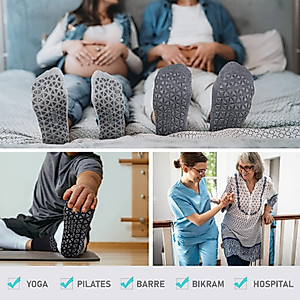 Non Slip Yoga Socks with Grips for Pilates, Ballet, Barre, Barefoot,Bikram,Hospital Anti Skid Socks for Women and Men