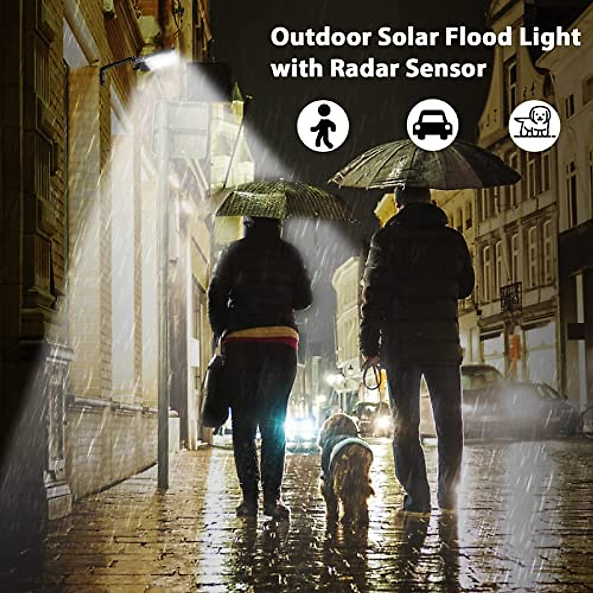 Duewot 70 LED Solar Street Lights - Motion Sensor, IP66 Waterproof, Super Bright Lighting for Gutter, Patio, Fence, Barm, Sign, Yard and Streets