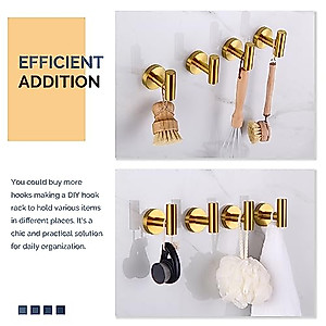 Angle Simple Bathroom Towel Hook 2 PCS, SUS304 Stainless Steel Bath Towel Robe Coat Holder, Heavy Duty Wall Hook, Brushed Gold