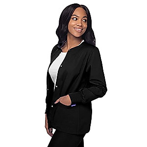 Sivvan Scrubs For Women - Front Snap Warm - Up Jacket - S8306 - Black - M