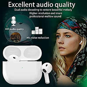 True Wireless Earbuds Bluetooth 5.3 Light Weight Deep Bass IPx7 Waterproof Sports Long Playtime Lightning Mini Charging Case Ear Buds Built-in Mic for Android Phone Mic Noise Reduction