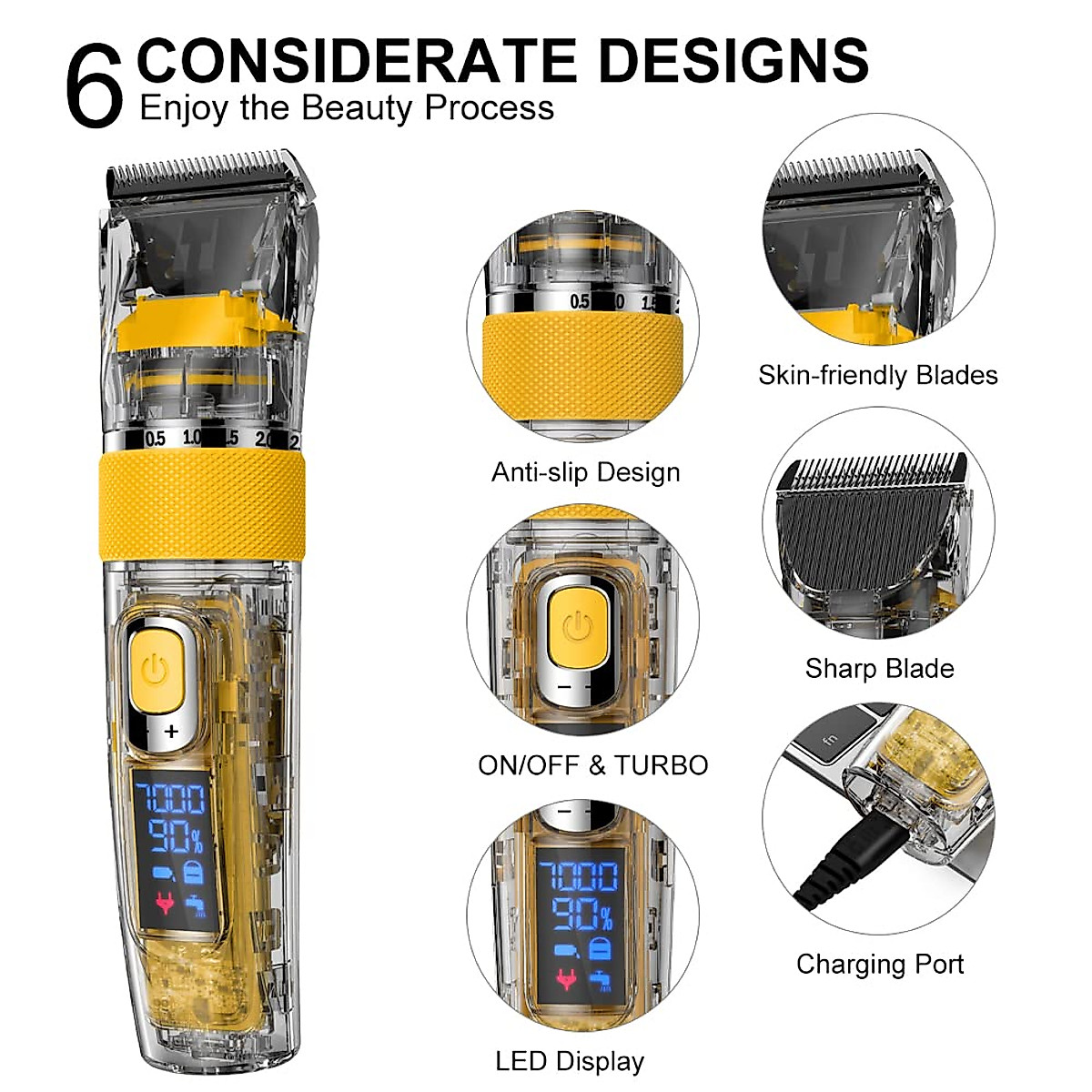 Hatteker Mens Beard Trimmer Hair Clipper Hair Trimmer Cordless Hair Cutting Kit Professional IPX7 Waterproof Multifunctional