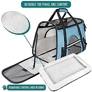 PetAmi Premium Airline Approved Soft-Sided Pet Travel Carrier | Ideal for Small - Medium Sized Cats, Dogs, and Pets | Ventilated, Comfortable Design with Safety Features (Large, Baby Blue)