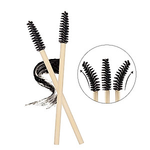 100pcs Bamboo Mascara Wand and Lip Brush,Eyelash Brush Eyebrow Extension Lipstick Tattoo Applicator Makeup Brush Tool（50pcs Mascara Wand 50pcs Lip Brush）