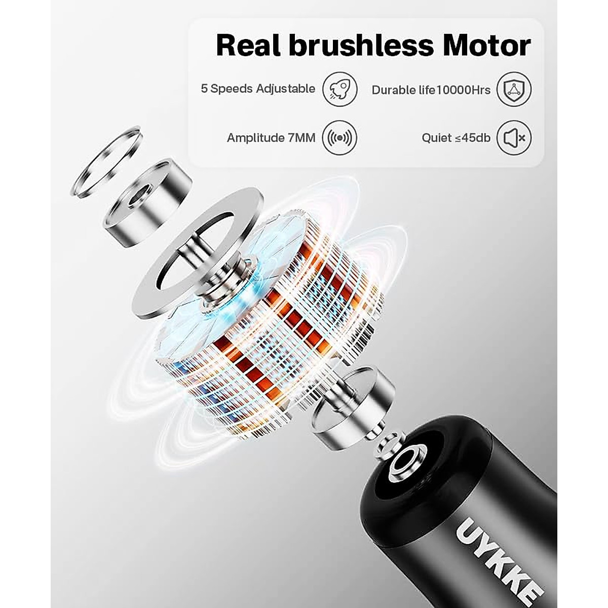 Melovinho UYKKE Mini Massage Gun, Portable Deep Tissue Massager Gun, Handheld Muscle Massagers with 5 Intensities, 4 Heads, Carry Bag, USB Charging- for Home Gym Travel Outdoors1