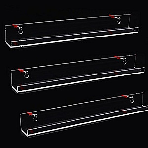 Sooyee 6 Pack 15 Inch Acrylic Invisible Kids Floating Bookshelf for Kids Room,Modern Picture Ledge Display Toy Storage Wall Shelf,Clear