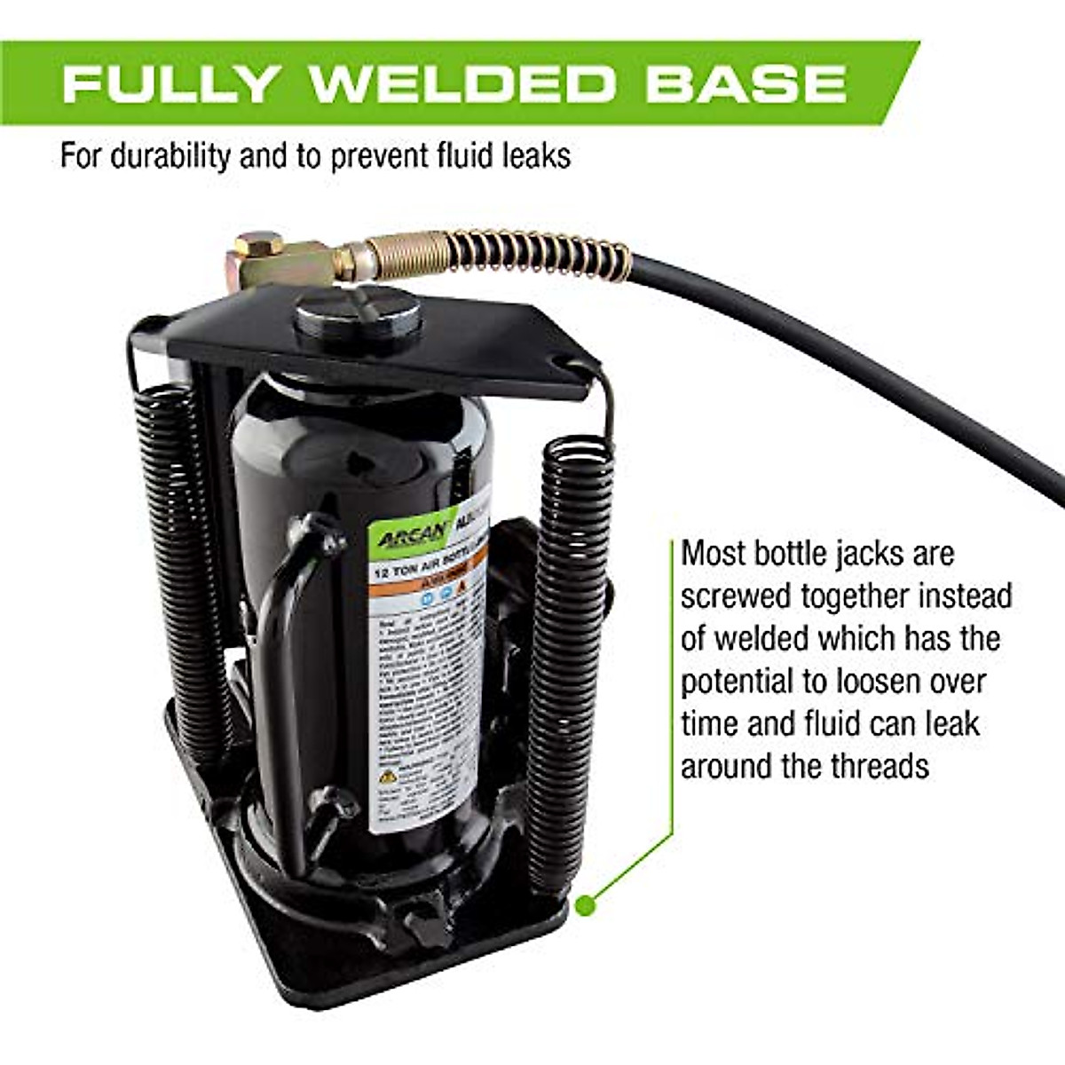 ARCAN PROFESSIONAL TOOLS 12-Ton, Heavy Duty Air/Hydraulic Bottle Jack (ALBJ12AH)