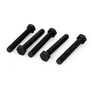 uxcell M10x70mm Grade 8.8 Fully Thread External Hex Cap Screw Fastener Bolt Black 5pcs