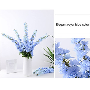 Heave 3Pcs Blue Delphinium Fake Silk Flower Arrangement Wedding Bouquet Blossoms Flowers with Stems for Indoor Outdoor Home Garden Wedding Party Decortaion Light Blue