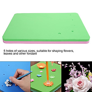 QANYEGN Fondant Sponge Pad, Fondant Flower Modeling Pad with 5 Holes, Rectangular Fondant Foam Pad for Cake Decoration.