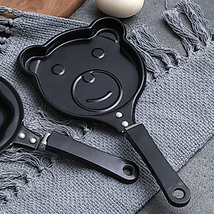 BLMIEDE Cartoon Mini Egg Pancake Frying Pan Pancake Non Stick Cookware Saucepan Breakfast Maker Egg Frying Pan Omelette Pan Silicone Forks for Cooking Eggs (B, One Size)