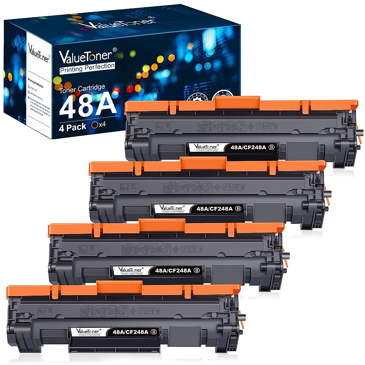 Valuetoner Compatible Toner Cartridge Replacement for HP Laserjet 48A Black Toner Cartridge 48A CF248A Used for Laserjet Pro M15w M16a M15a M16w MFP M31w M30w M29w Laser Printer (Black, 4 Pack)