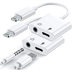 [Apple MFi Certified] 2PACK Lightning to 3.5 mm Adapter，iPhone Aux Adapter Support 2 in 1 Audio + Charger iPhone Splitter Compatible with iPhone 14/13/12/11/X/XR/XS/8/7/6/iPad/iPod
