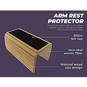 Etna Solid Wood Sofa Arm Table - Flexible Tray Tables with a Non-Slip Felt Surface and Slat Links - Perfect Recliner Table, Couch Arm Table for Holding Drinks, Snacks, or TV Remote - Natural Wood