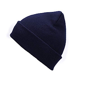 American Trends Winter Beanie Men Wool Knit Fisherman Hat Women Cuffed Black Beanie Slouchy Skull Cap A Navy Blue
