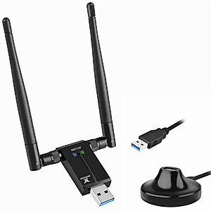 USB WiFi Adapter for PC, 1200Mbps USB 3.0 Dual Band 2.4Ghz/5Ghz WiFi Dongle with Dual High Gain 5dBi Antenna and USB3.0 Dock Wireless Network Adapter for Desktop/Laptop Supports Windows/Mac OS/Ubuntu