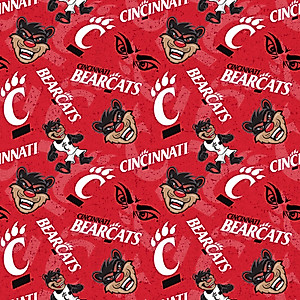 SYKEL ENTERPRISES University of Cincinnati Cotton Fabric by Sykel-Licensed Cincinnati Bearcats Tone on Tone Cotton Fabric