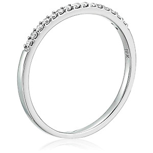 VIR JEWELS 1/8 cttw Diamond Wedding Anniversary Band for Women, Round Diamond Engagement Ring 10K White Gold Prong Set 0.125 cttw, Size 10