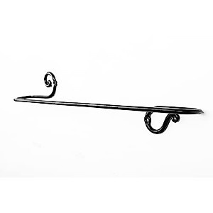 HB Bath Towel Bar 20 inch, Wrought Iron Decorative Bathroom Towel Cloth Hanger Heavy Duty Wall Mounted Handmade Towel Rod (Black)
