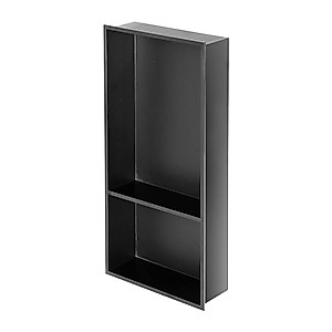 WHISTLER Stainless Steel Double Layer Shower Niche 24" X 12", No Tile Needed Wall Niche Shower, Recessed Shower Shelf for Bathroom Storage, Matte Black