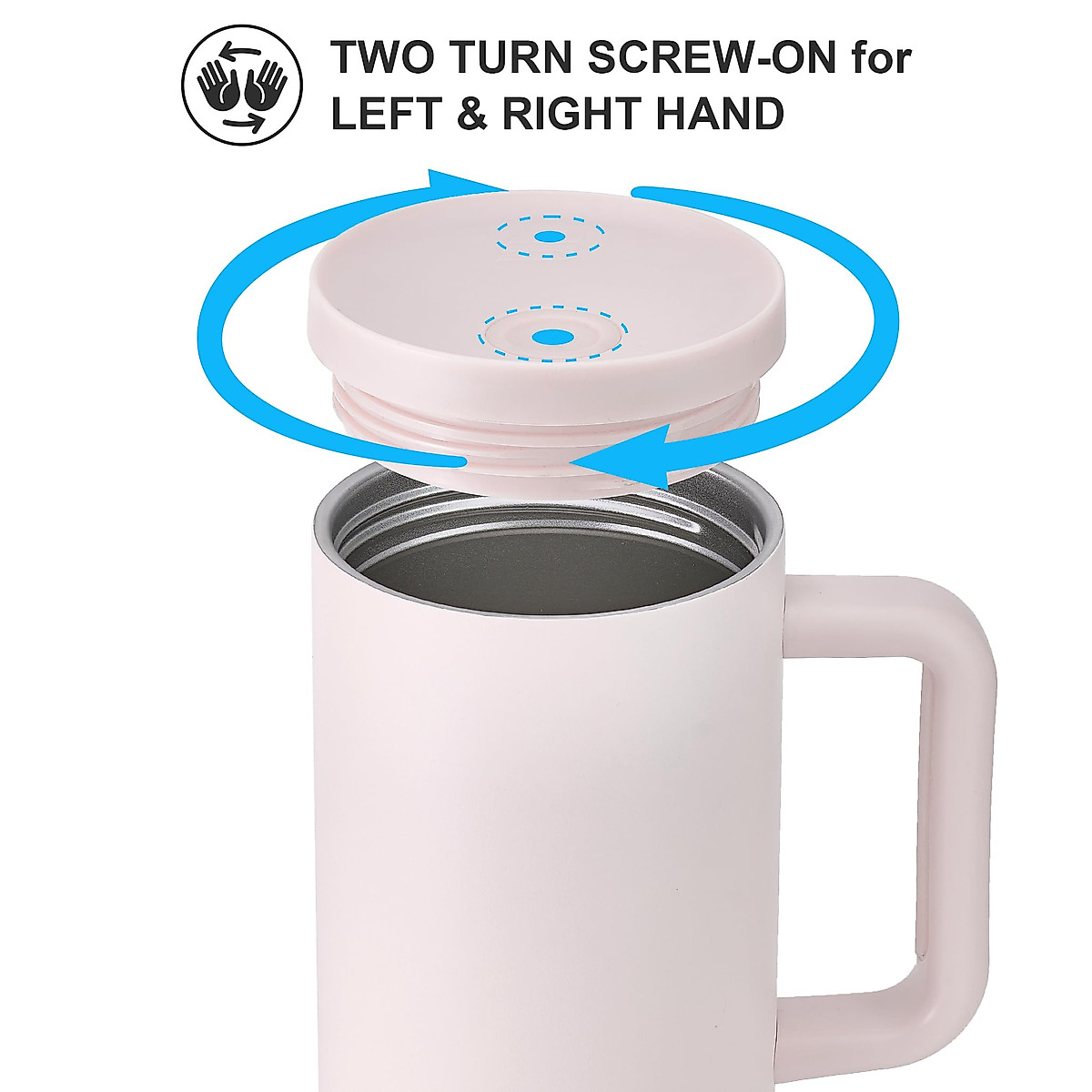 SUNWILL 40 oz Tumbler With Handle and Straw Lid, Coffee Tumbler Cups, Insulated Reusable Stainless Steel Travel Coffee Mug for Office & Outdoor, Cupholder Friendly, Rose Quartz