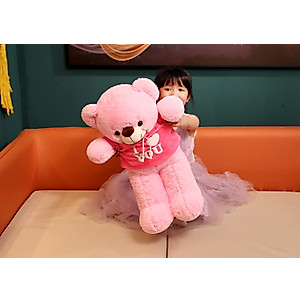 YESGIRL 22.8 inch Large Pink Teddy Bear Valentines Day Stuffed Animal, Soft Stuffed Bear Plush Toy for Her, Birthday Gifts for Girlfriend, Boyfriend, Kids, Boys and Girls