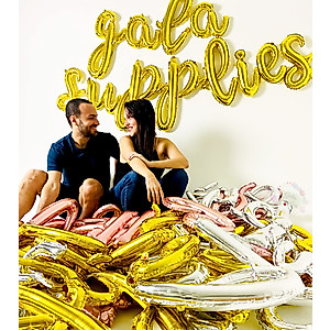 Gala Supplies Cursive Script Letter Balloons - Custom Rose Gold Silver Gold Balloon Letters for Birthday/Baby Shower - Personalized a Phrase/Word/Banner/Name - 16in Alphabet Foil Mylar Air Filled