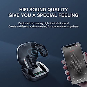 Xmenha True Wireless Earbuds with Earhooks Sport Bluetooth 5.1 Ear Buds IPX7 Waterproof Running Workout Headphones with Microphone in Ear Noise Cancelling Headset for Android iOS Sports Gym Hiking