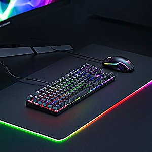 SIMGAL Wired Mechanical Keyboard and Mouse Combo, 89 Keys Rainbow Backlit Gaming Keyboard with Number Keys & Blue Switch for PC Gamer Laptop, Up to 6400 DPI Mouse with 7 Buttons (Black with Mouse)
