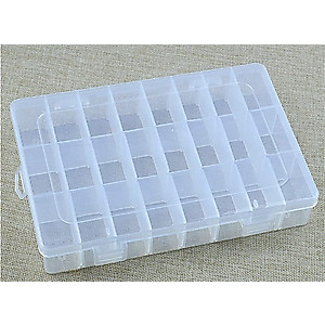 XINRONGMAOYI 24 Grids Beads Container, Jewelry Storage Box Gems Organizer Clear with Lids Adjustable Painting Diamond Storage Case for Plant Seeds