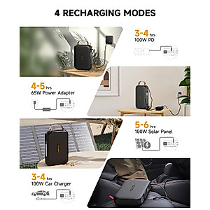 Egretech Portable Power Station 300W, Plume 300W 260Wh Solar Generator with 100W PD, Up to 6 Devices & 500W Power Output, Outdoor Power Station with LED Light for Camping/Home Use/Emergency