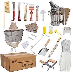 Beekeeping Supplies Bee Keeper Starting Kit 22 Pcs Beekeeping Tool Kit Bee Smoker Kit Including Beehive Tools,Uncapping Tool and Beekeeping Veil