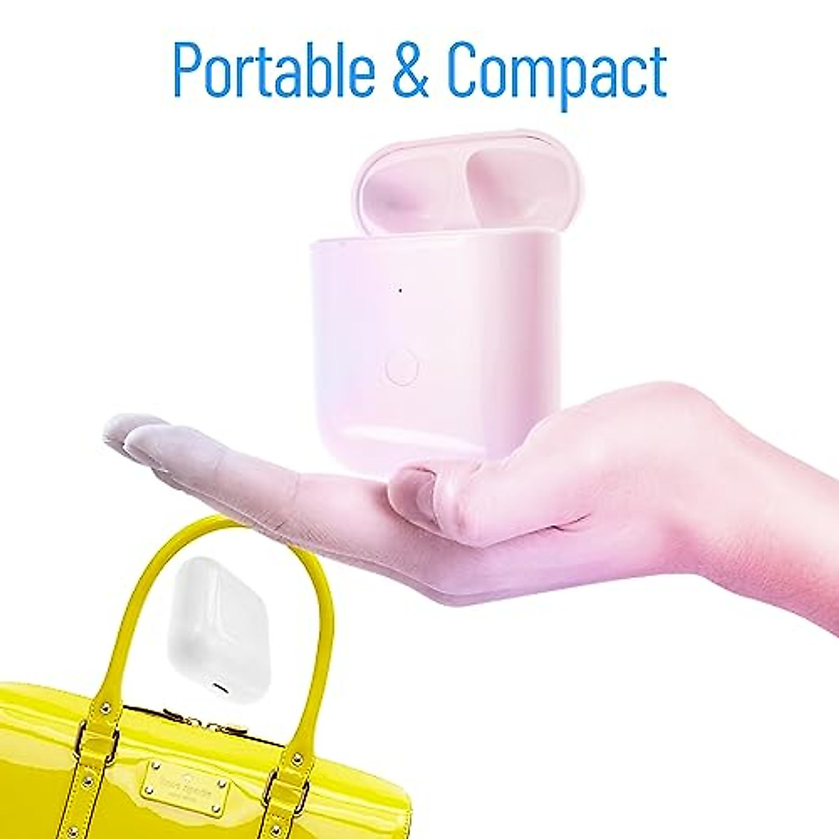 Kenko Back Wireless Charging Case Compatible with AirPods 1 & 2 Generation, Replacement Charger Case with Bluetooth Pairing Sync Button, White