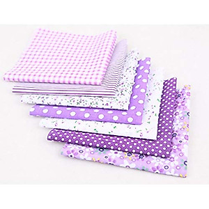 Artibetter Towel Sheets 7pcs Patchwork Fabric Quilting Fabric Squares Cotton Precut Quilt Sewing Floral Fabrics for DIY Craft (Purple) Quilted Fabric