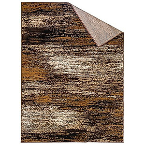 PRO RUGS Chocolate/Brown/Gold Abstract Contemporary Modern Design Mixed Colors Area Rug. (8 FEET X 10 FEET)