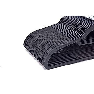 Quality Hangers Clothes Hangers 50 Pack - Non-Velvet Plastic Hangers for Clothes - Heavy Duty Coat Hanger Set - Space-Saving Closet Hangers with Black Swivel Hooks - Functional Non-Flocked Hangers