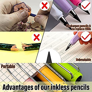 Ablink 6pcs Everlasting Pencil, Inkless Pencils Eternal with 6pcs Replacement Nibs, Infinite Pencil Magic Pencils, Portable Reusable Erasable Writing Pencil, for Writing Art Sketch Painting Tool