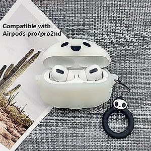 Compatible with AirPods Pro & Pro 2nd Case Cover, Luminous Cute Ghost Case Designed for Airpods Pro and Pro 2, Soft Silicone Anime Funny 3D Cartoon Case for Men Women Kids Teens Boys Girls