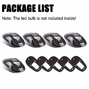 Tresound Cab Roof Top Marker Lights Cover for 2003-2016 Dodge Ram 1500 2500 3500 (Smoked Lens)