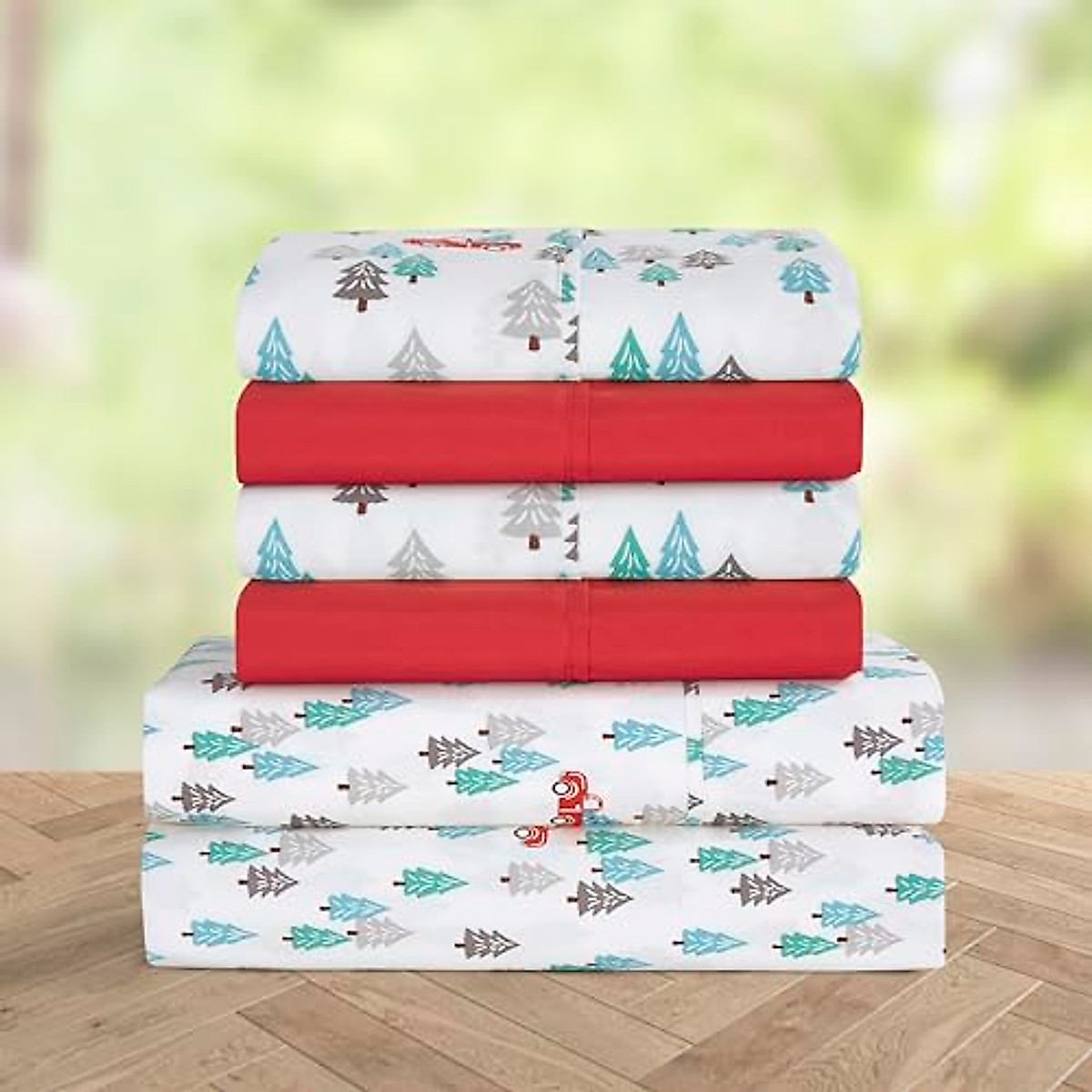 Elegant Comfort Luxury Soft Bed Sheets Holiday Pattern 1500 Premium Hotel Quality Microfiber - Softness Wrinkle and Fade Resistant (4-Piece) Bedding Set, Twin XL, Pickup Tree