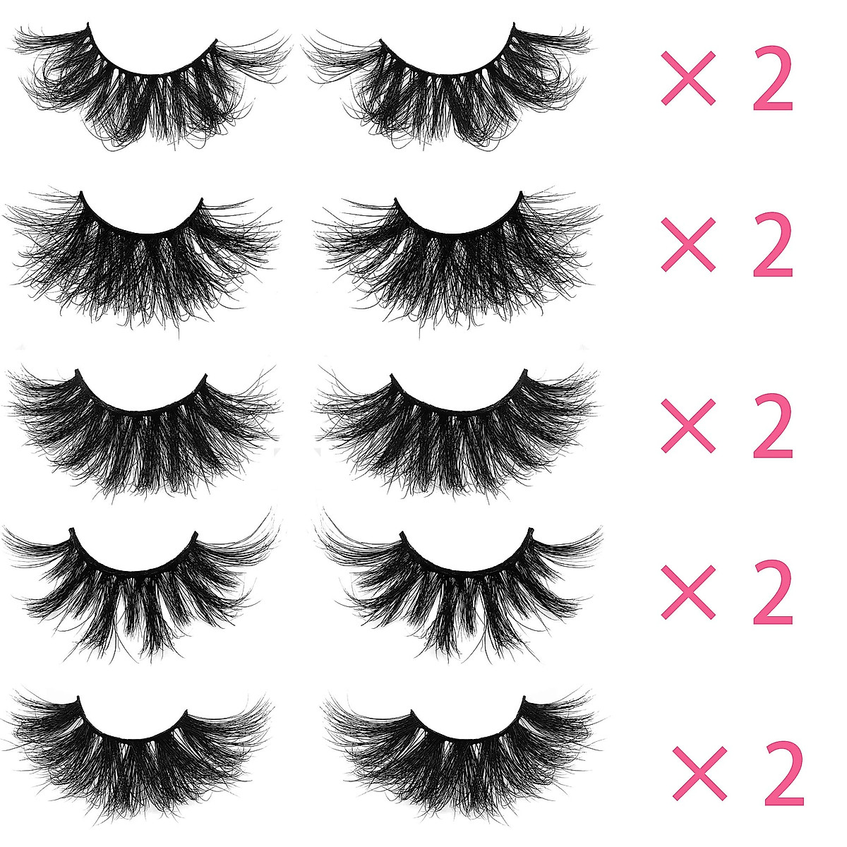 25MM Mink Eyelashes Wholesale Ninglash 10 Pack False Eyelashes, Christmas Gifts for Women Dramatic Real Mink EyeLashes, Thick HandMade Full Strip Lashes, Crueltyl Free Fluffy Lash, 3D Mink Lashes Bulk