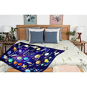 ARTBLANKET Space Alphabet Throw Blanket Fannel Fleece Super Soft Funny Blanket Travel Throw Blanket for Bed Couch Sofa 40 x 50 Inch for Kid