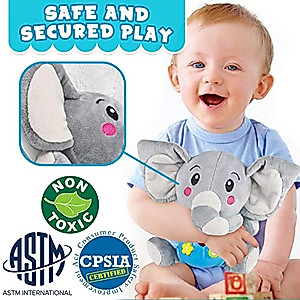 Insnug Plush Elephant Baby Toys - Baby Musical Animal Toys Kids Toys Baby Teething Toys Little Baby Bum Anime Plush STEM Toys Montessori Toys for Baby Boy Girl Toddlers Infants 0 3 6 9 12 Months