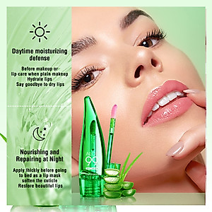 3Pcs Aloe Vera Lipstick, Aloe Vera Gel Temperature Color-Changing Lip Gloss set, Magic Lipstick Moisturizing Non-stick Waterproof Lip Gloss Lip Glaze For Girls (A)