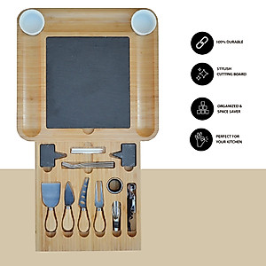 Cotswold Homeware Co Cheese Board Set - Wooden Serving Platter, Cheese Cutting Board & Cheese Knife Set, Charcuterie Accessories, Unique for Housewarming, Party Hosting Essentials