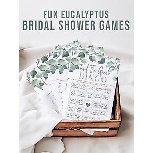 Your Main Event Prints Eucalyptus Floral Find The Guest Bingo Game for Bridal Shower, Baby Shower and Bachelorette Parties, 50 Game Cards Included