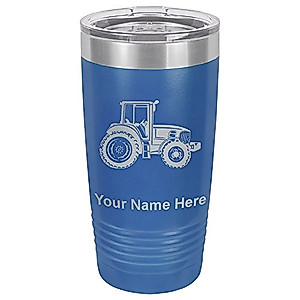 LaserGram 20oz Vacuum Insulated Tumbler Mug, Farm Tractor, Personalized Engraving Included (Dark Blue)