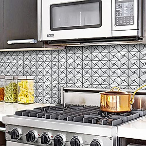 HomeyMosaic Peel and Stick Backsplash Tile for Kitchen Bathroom Countertops Fireplace Contact Metal Wall Stickers Decor Windmill Puzzle Glass Mixed(5 Sheets,Silver)